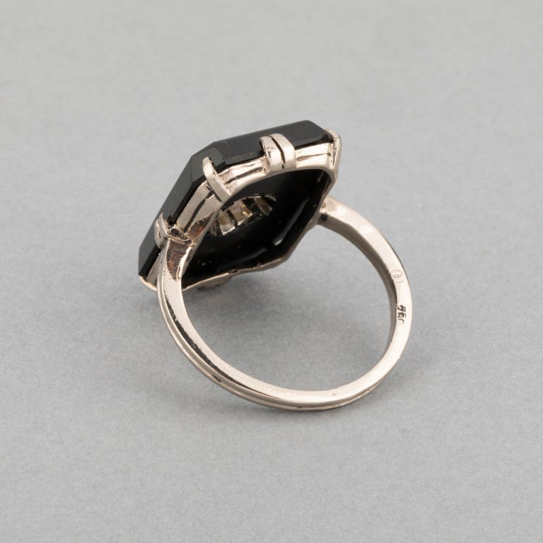 Diamond and Onyx Art Deco Ring For Sale at 1stDibs