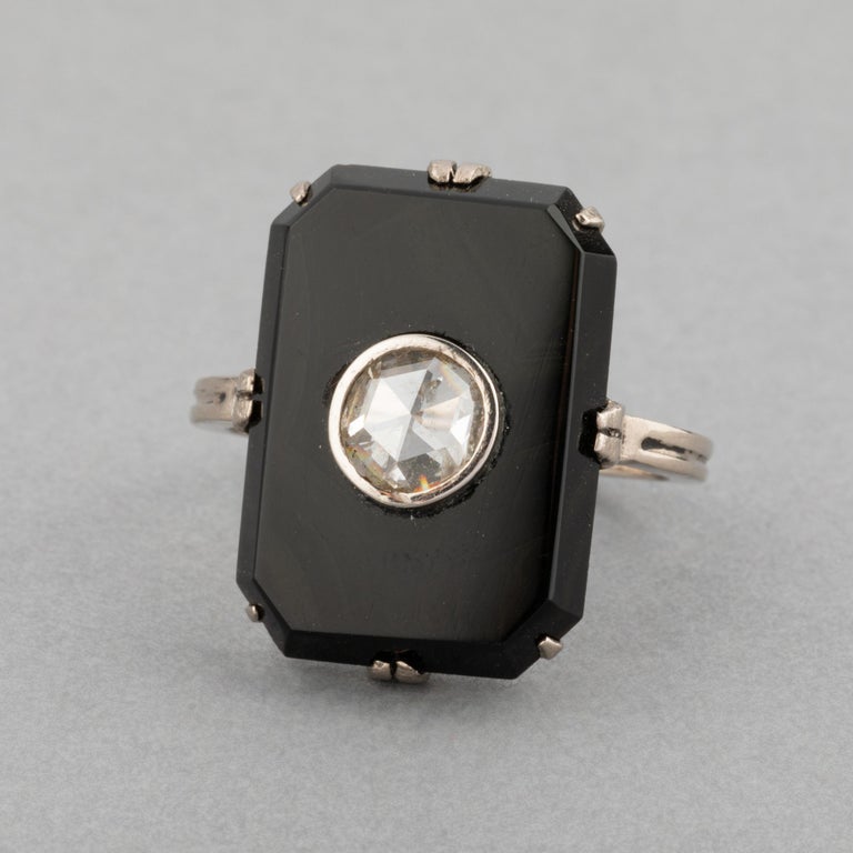 Diamond and Onyx Art Deco Ring For Sale at 1stDibs