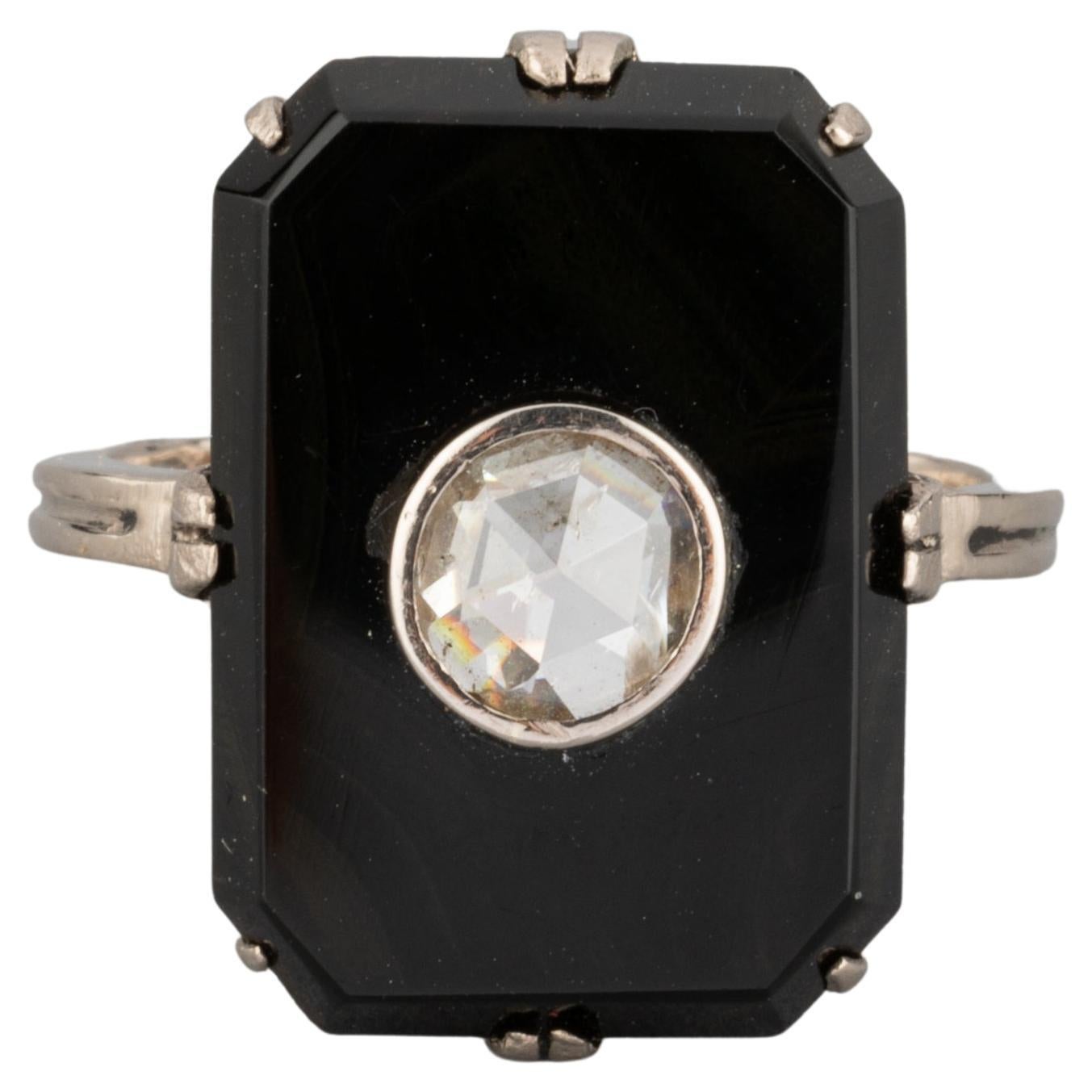Art Deco Diamond Onyx Ring at 1stDibs