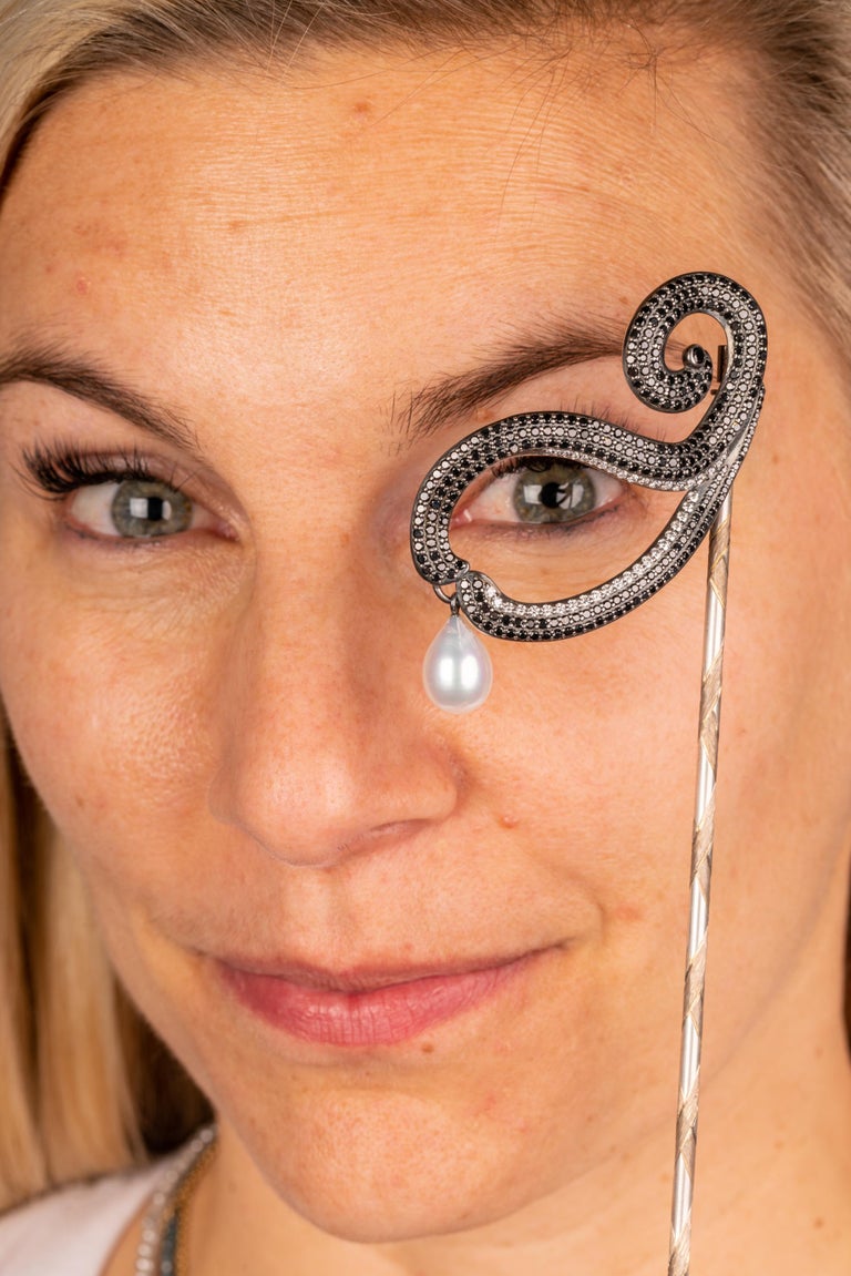 Diamond and Pearl Opera Mask, Pendant, and Brooch For Sale at 1stDibs