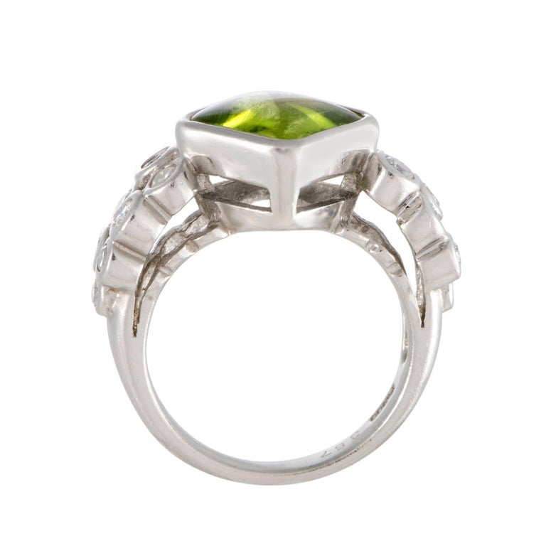 Diamond and Peridot Solitaire Platinum Ring at 1stDibs