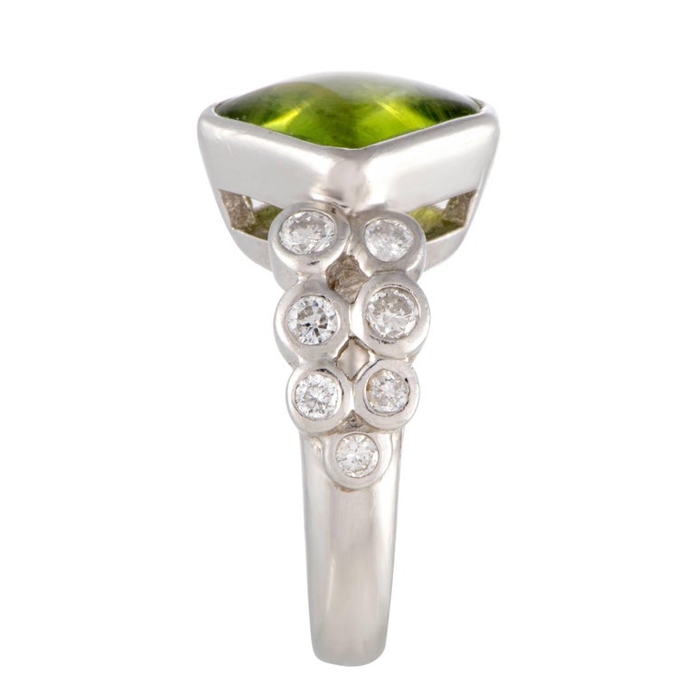 Diamond and Peridot Solitaire Platinum Ring at 1stDibs