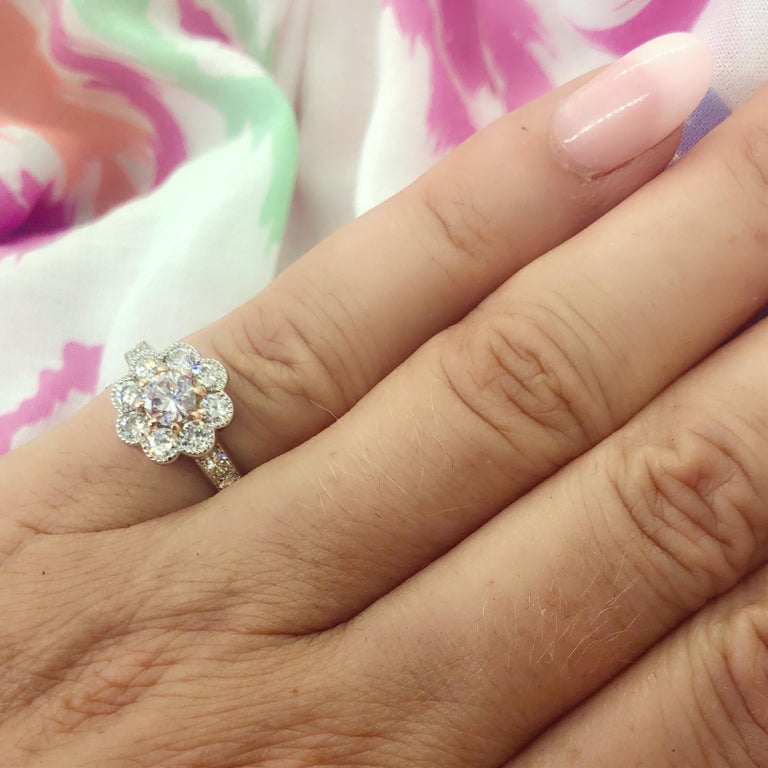 Diamond and Platinum Flower Ring For Sale at 1stDibs