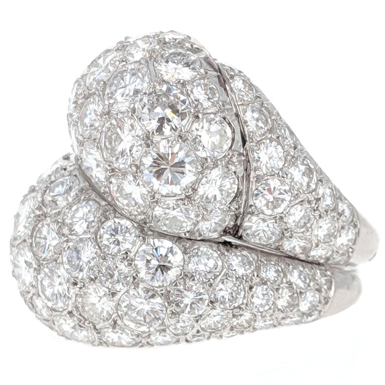 Diamond and Platinum Statement Bypass Ring at 1stDibs