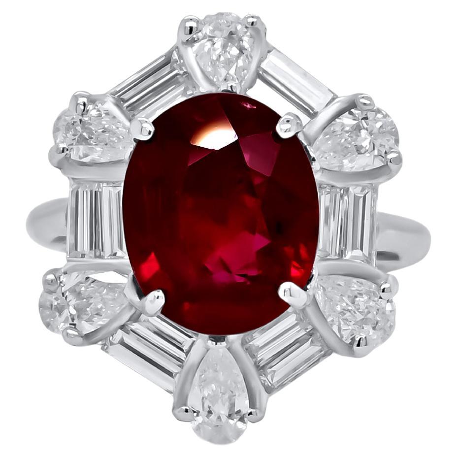 .90 Carat Diamond and Ruby Art Deco Ring For Sale at 1stDibs