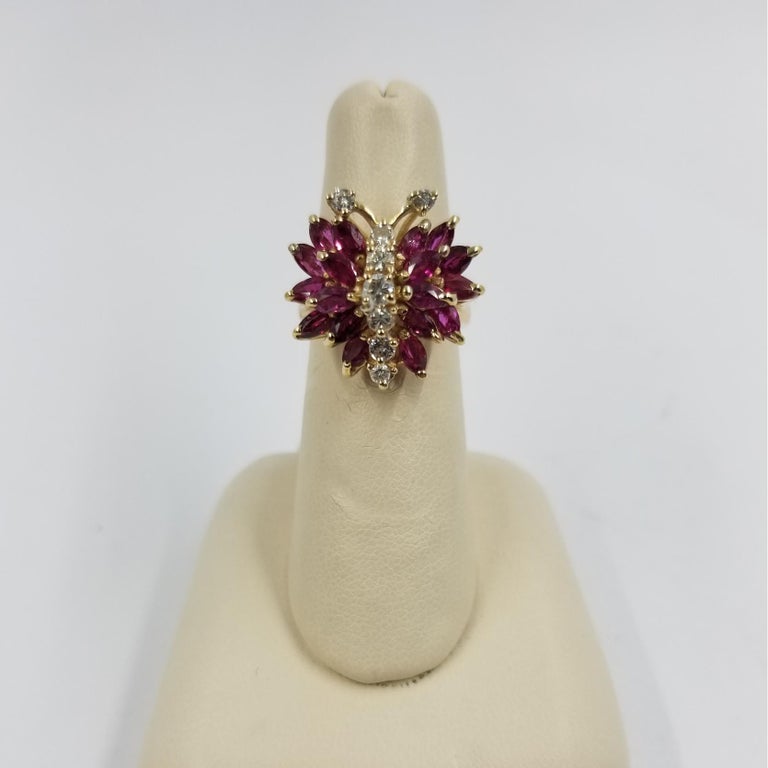 Diamond and Ruby Butterfly Ring at 1stDibs