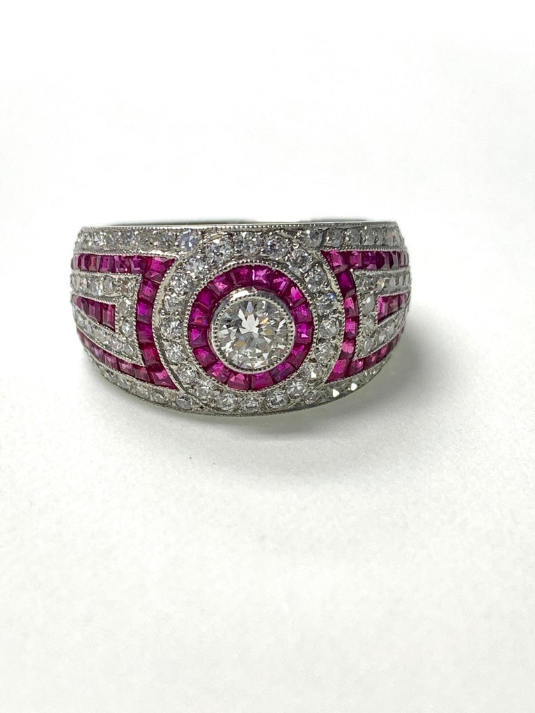 Diamond and Ruby Engagement Ring in Platinum For Sale at 1stDibs