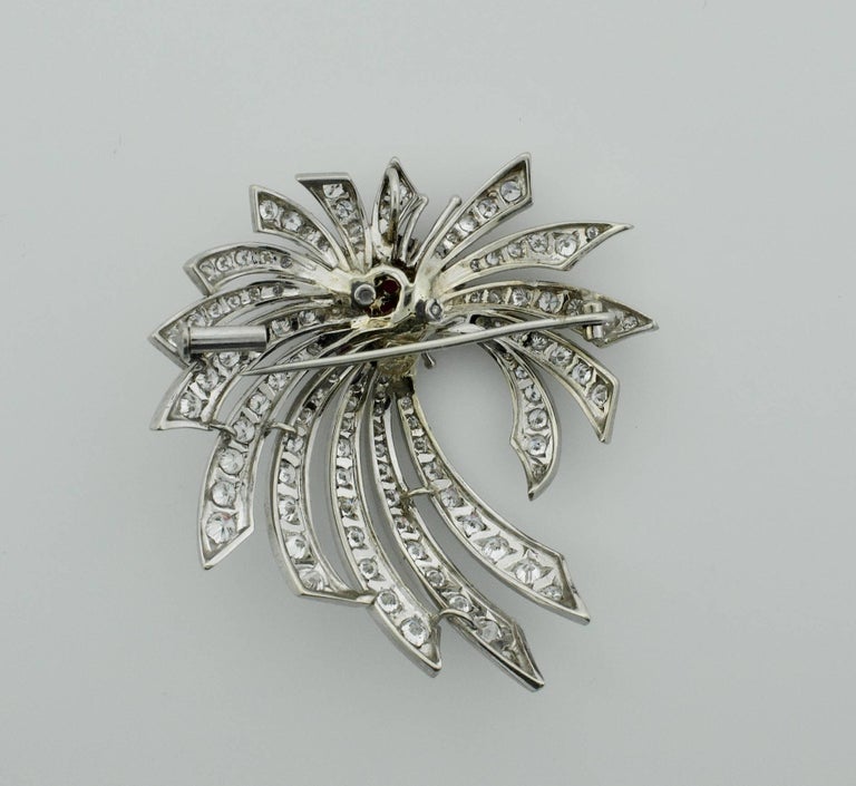 Diamond and Ruby "Fireworks" Spray Brooch-Pendant in 18 karat, circa ...