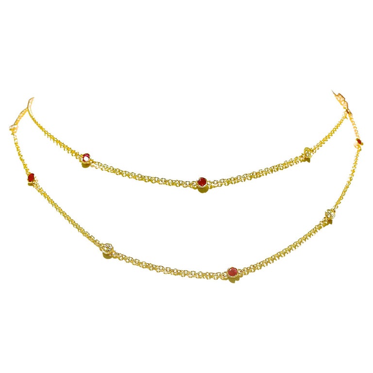 Diamond and Ruby Gold Chain For Sale at 1stDibs