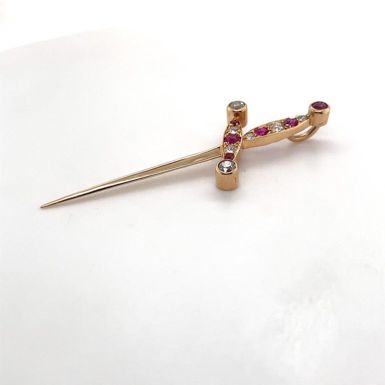 Diamond Ruby Dagger Gold For Sale at 1stDibs