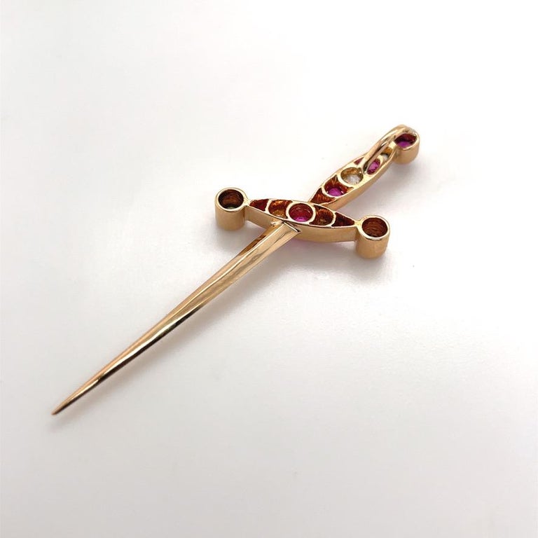 Diamond Ruby Dagger Gold For Sale at 1stDibs