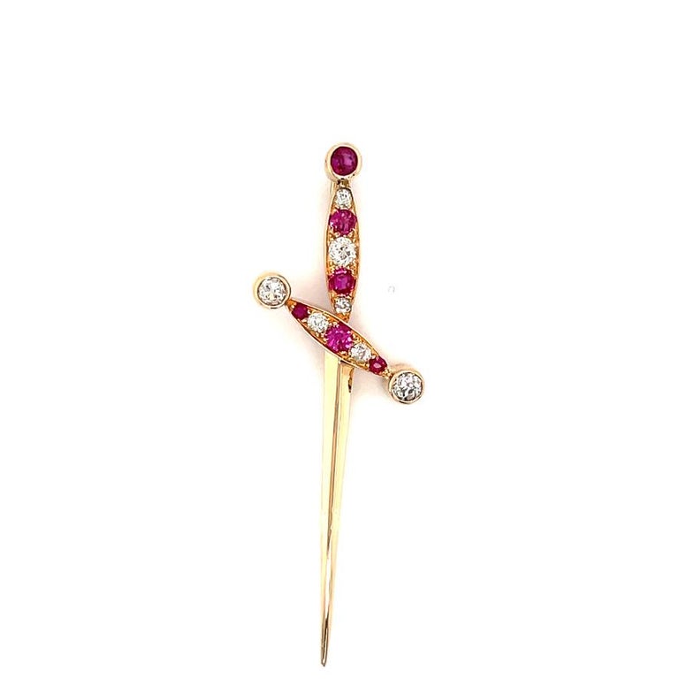Diamond Ruby Dagger Gold For Sale at 1stDibs