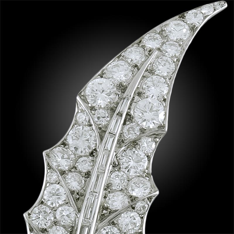Diamond and Ruby Leaf Brooch For Sale at 1stDibs