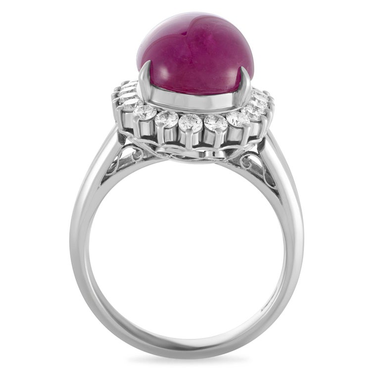 Diamond and Ruby Platinum Dome Ring at 1stDibs