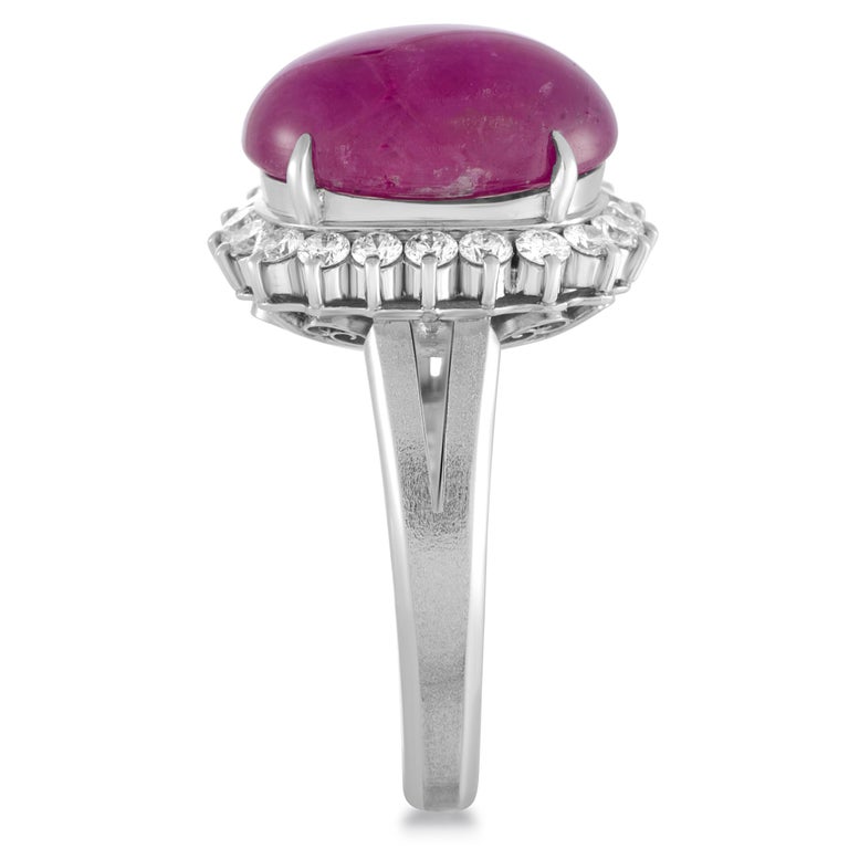 Diamond and Ruby Platinum Dome Ring at 1stDibs