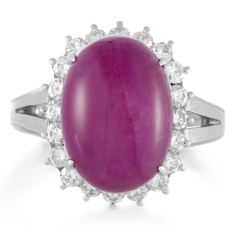 Diamond and Ruby Platinum Dome Ring at 1stDibs