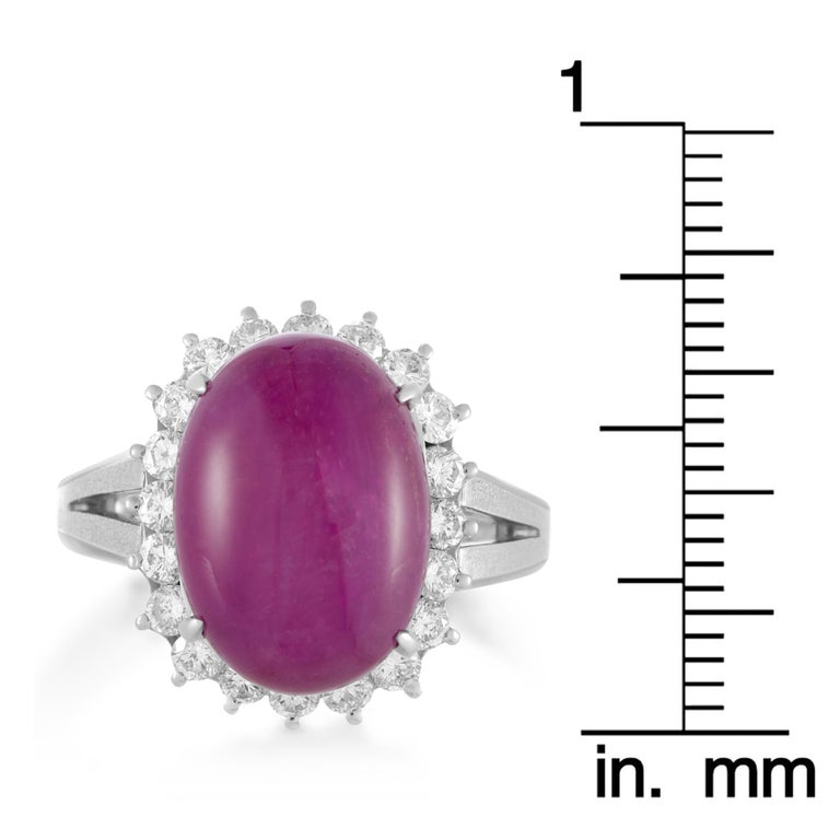 Diamond and Ruby Platinum Dome Ring at 1stDibs