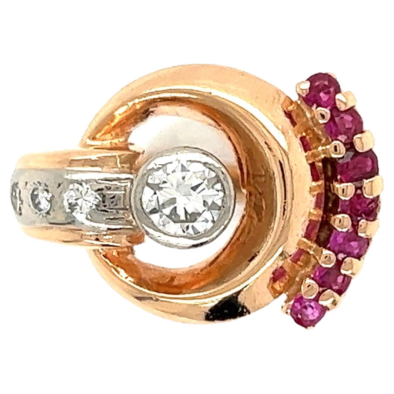 Retro Ruby and Diamond Ring For Sale at 1stDibs