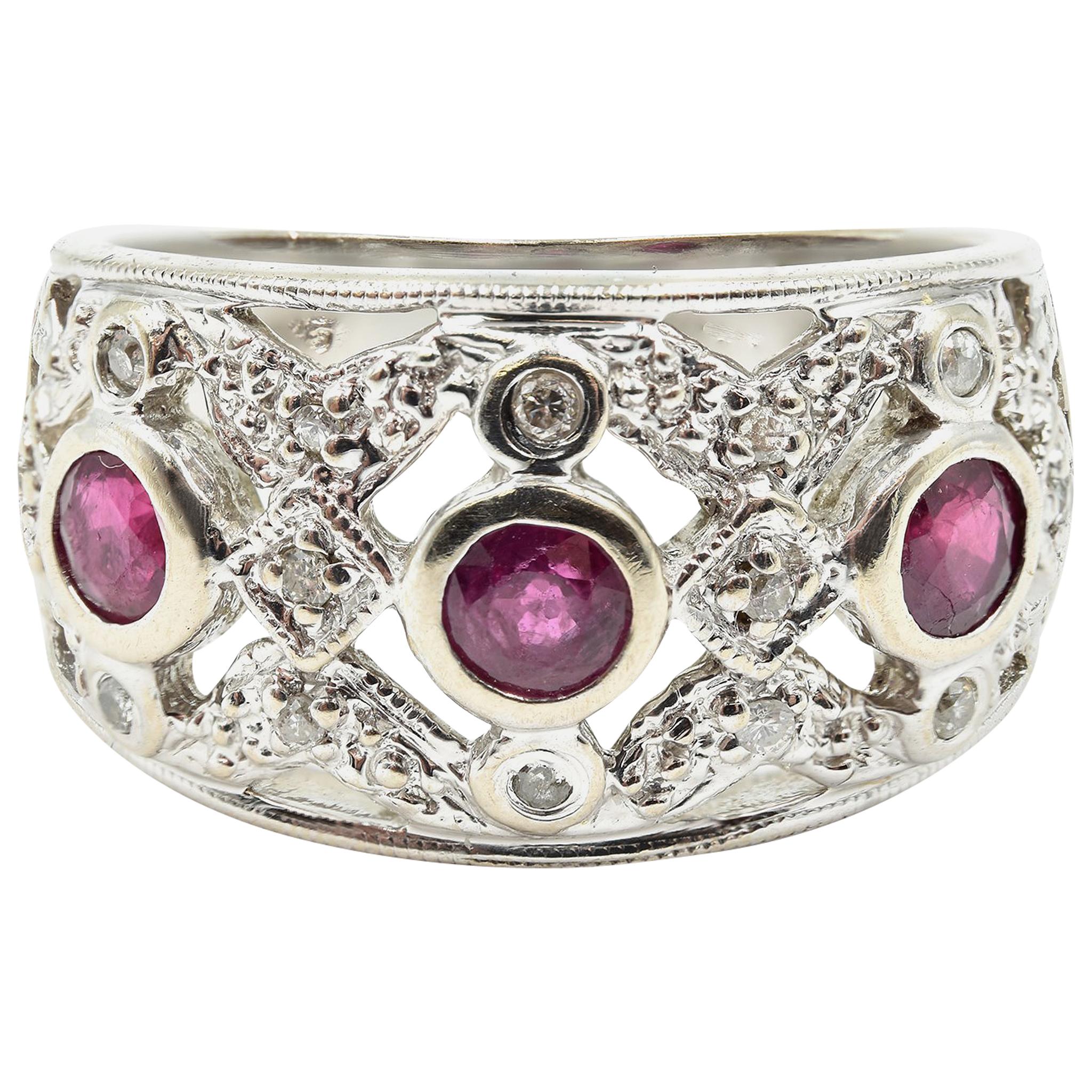 Diamond and Ruby Ring 14 Karat White Gold at 1stDibs | 14 karat gold ...