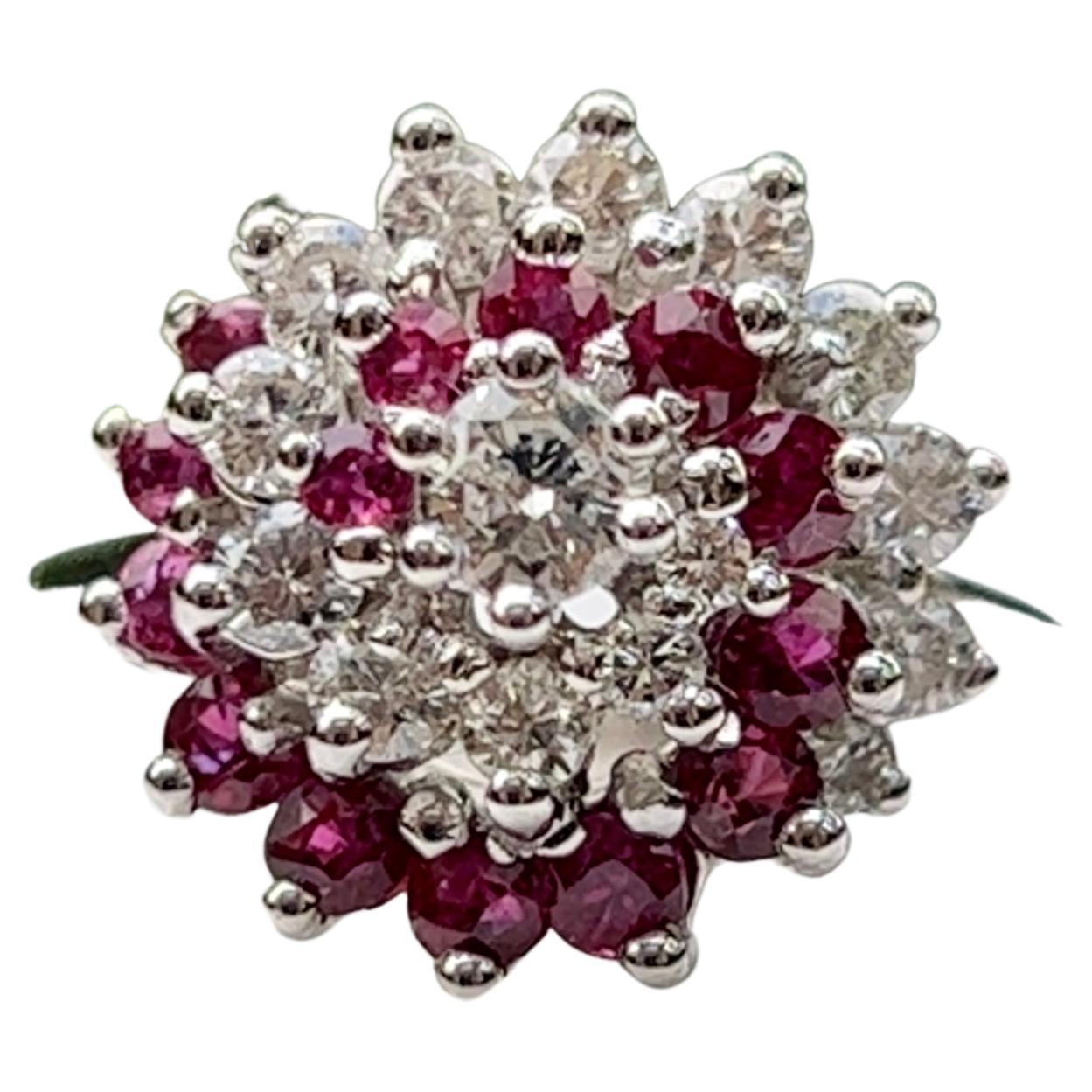 Handcrafted Ring Diamonds and Rubies, White Gold at 1stDibs