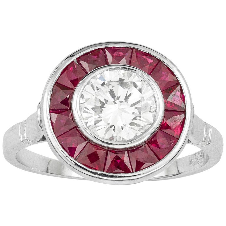 Diamond and Ruby Target Ring For Sale at 1stDibs