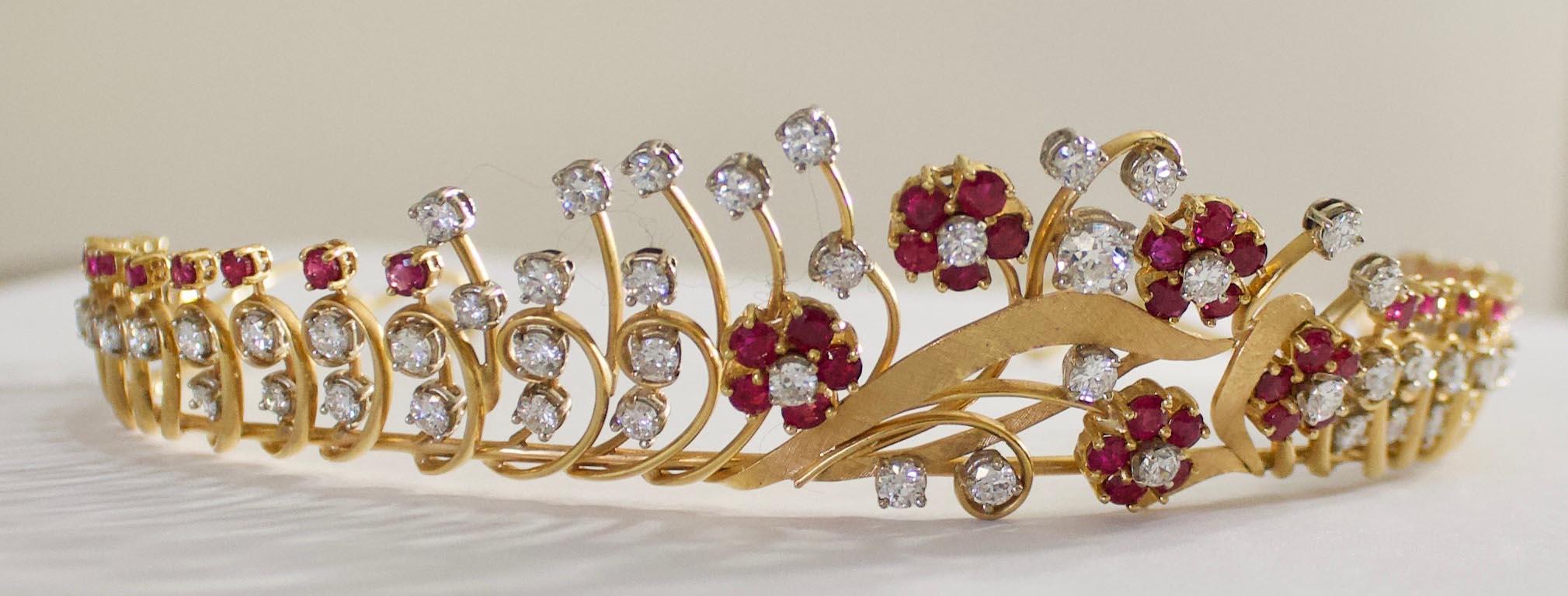 Diamond and Ruby Tiara circa 1940s in 18 Karat for Royalty Only 8.15 ...