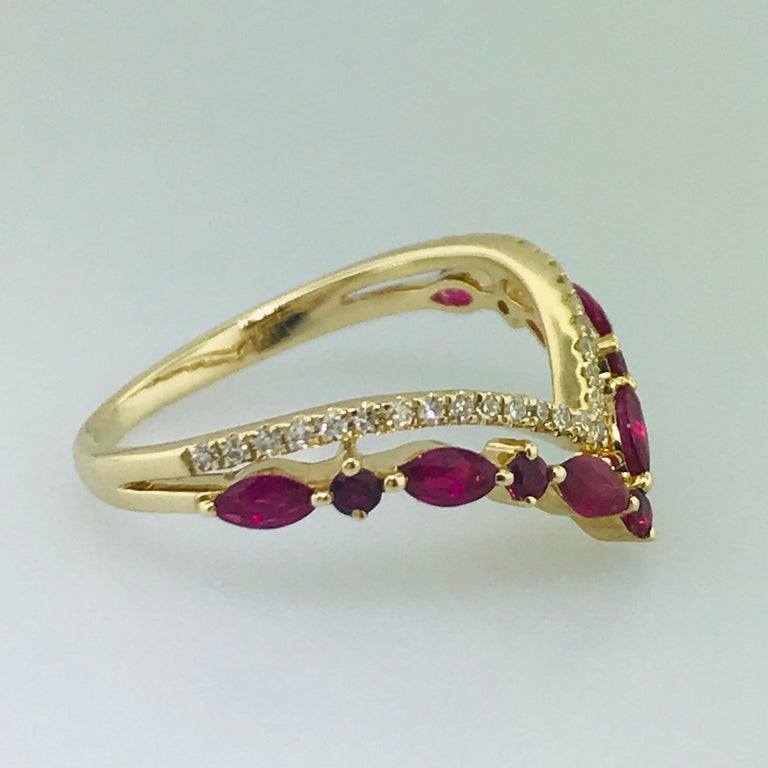 Customizable Diamond, Ruby V Ring For Sale at 1stDibs