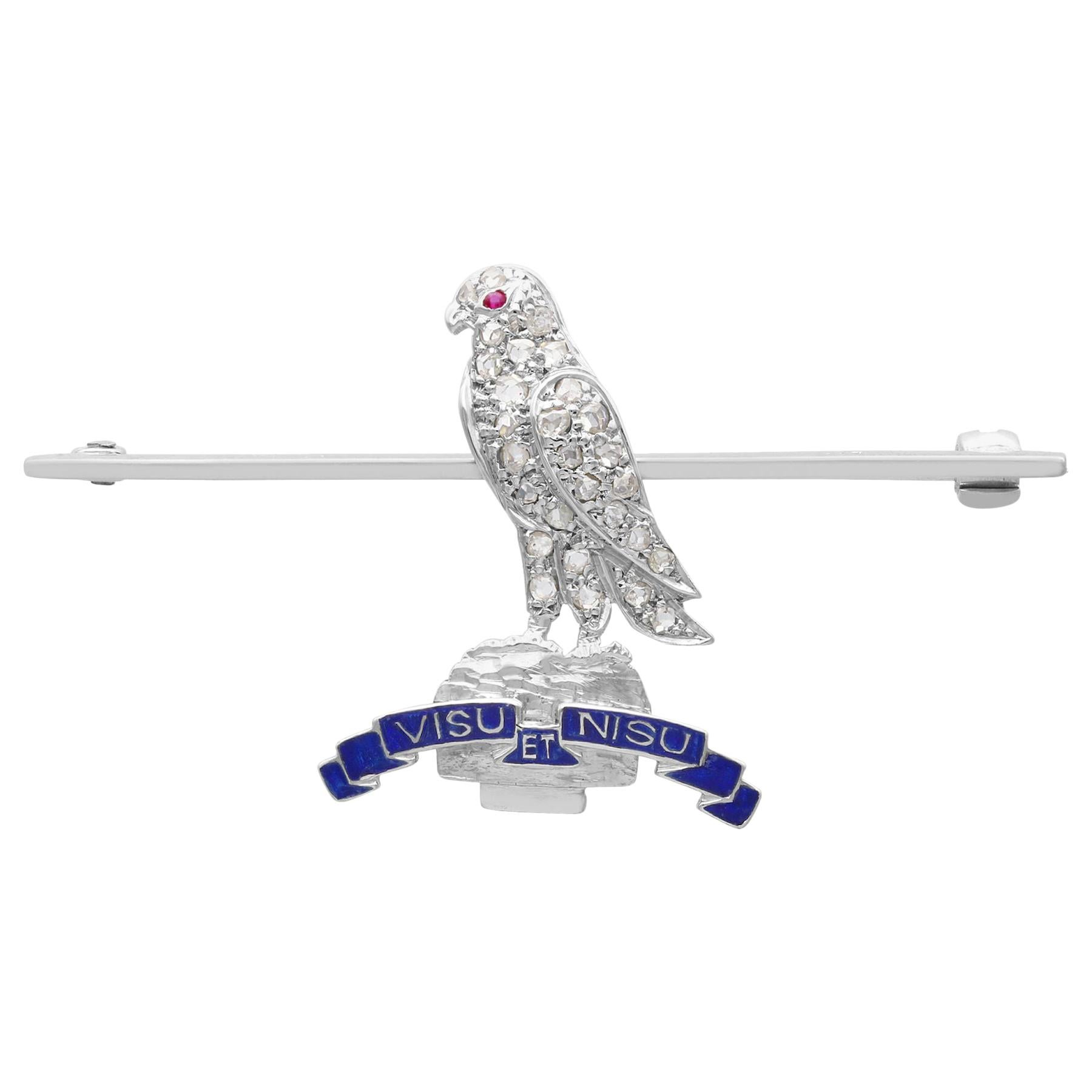 Lackritz, Late 1930s Retro, Ruby and Diamond, Circle Brooch at 1stDibs