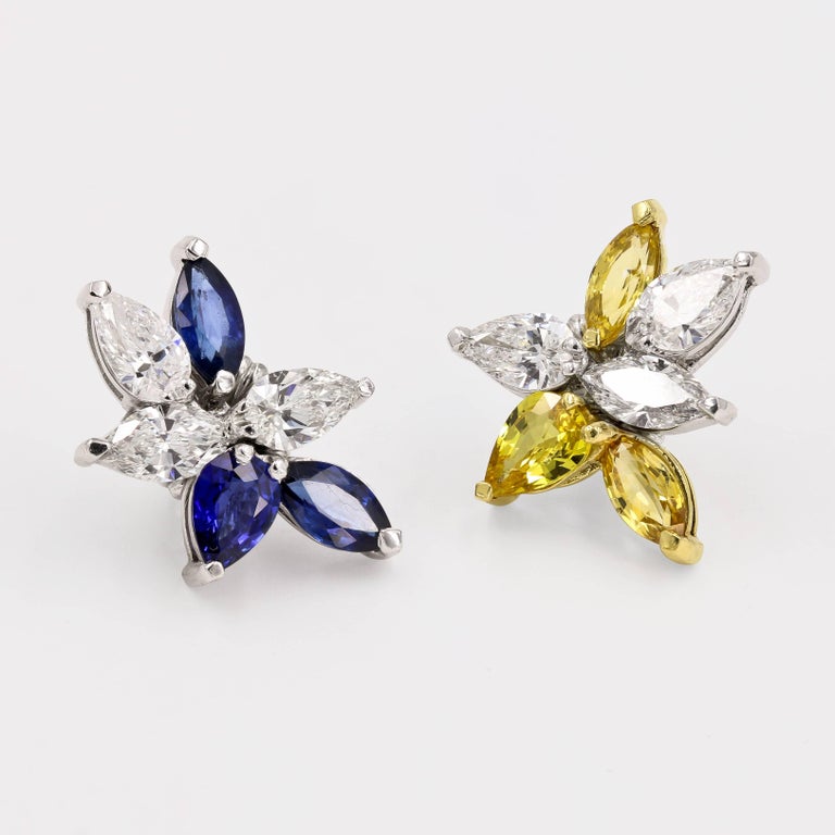 Diamond and Sapphire Earrings with Interchangeable Stones in 18kt Gold ...