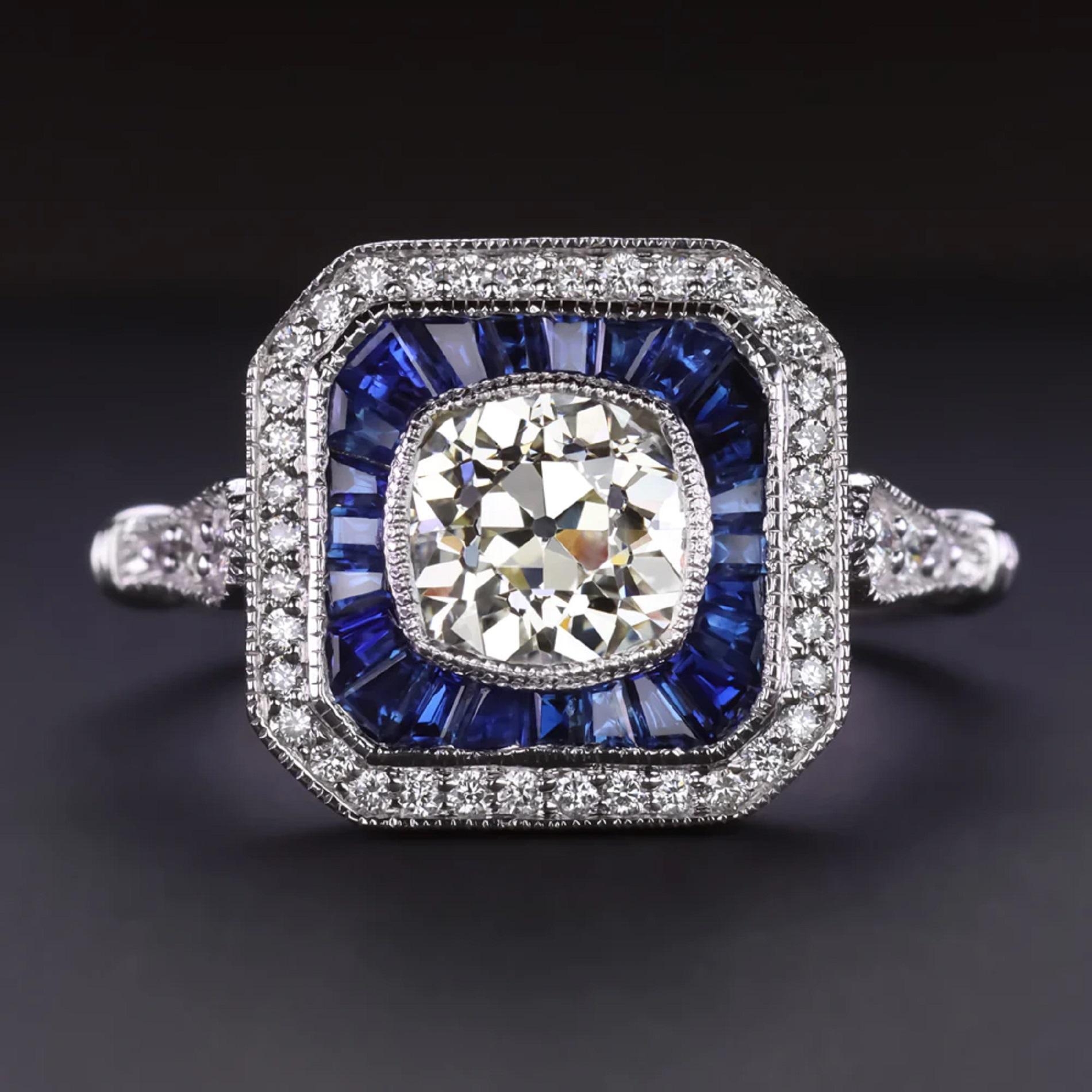 diamond and sapphire ring has an eye catching Art Deco ring For Sale at ...