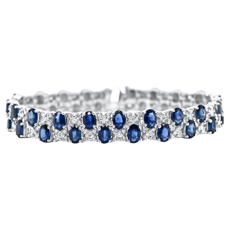 Diamond and Sapphire Two Row Bracelet For Sale at 1stDibs