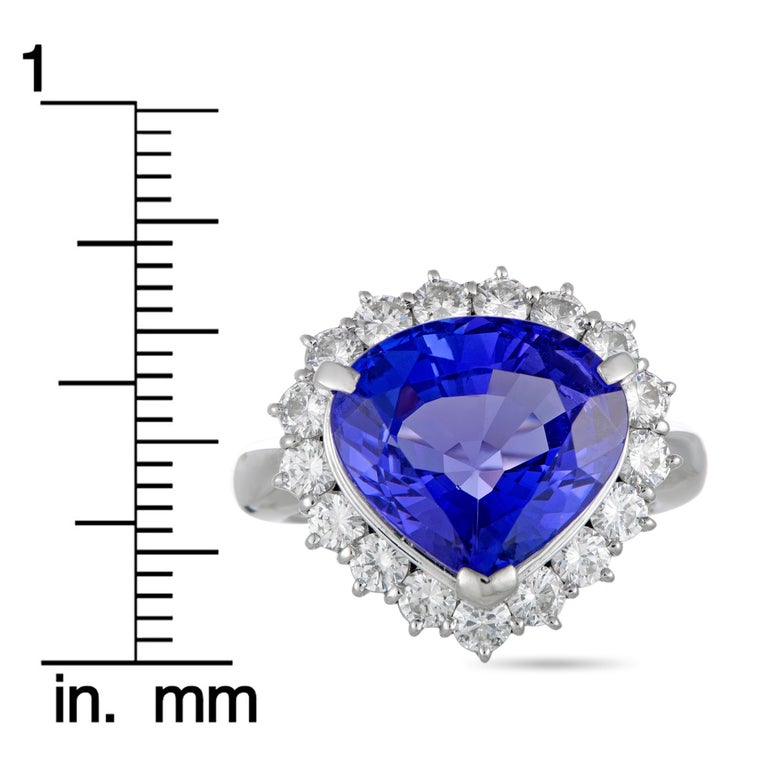 Diamond and Tanzanite Trillion Cut Platinum Ring at 1stDibs