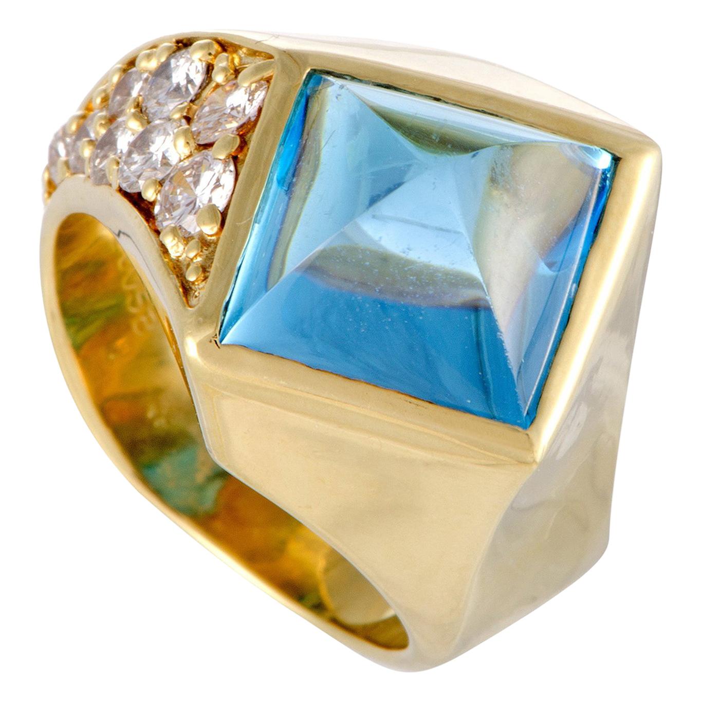 Gold Diamond Topaz Ring For Sale at 1stDibs