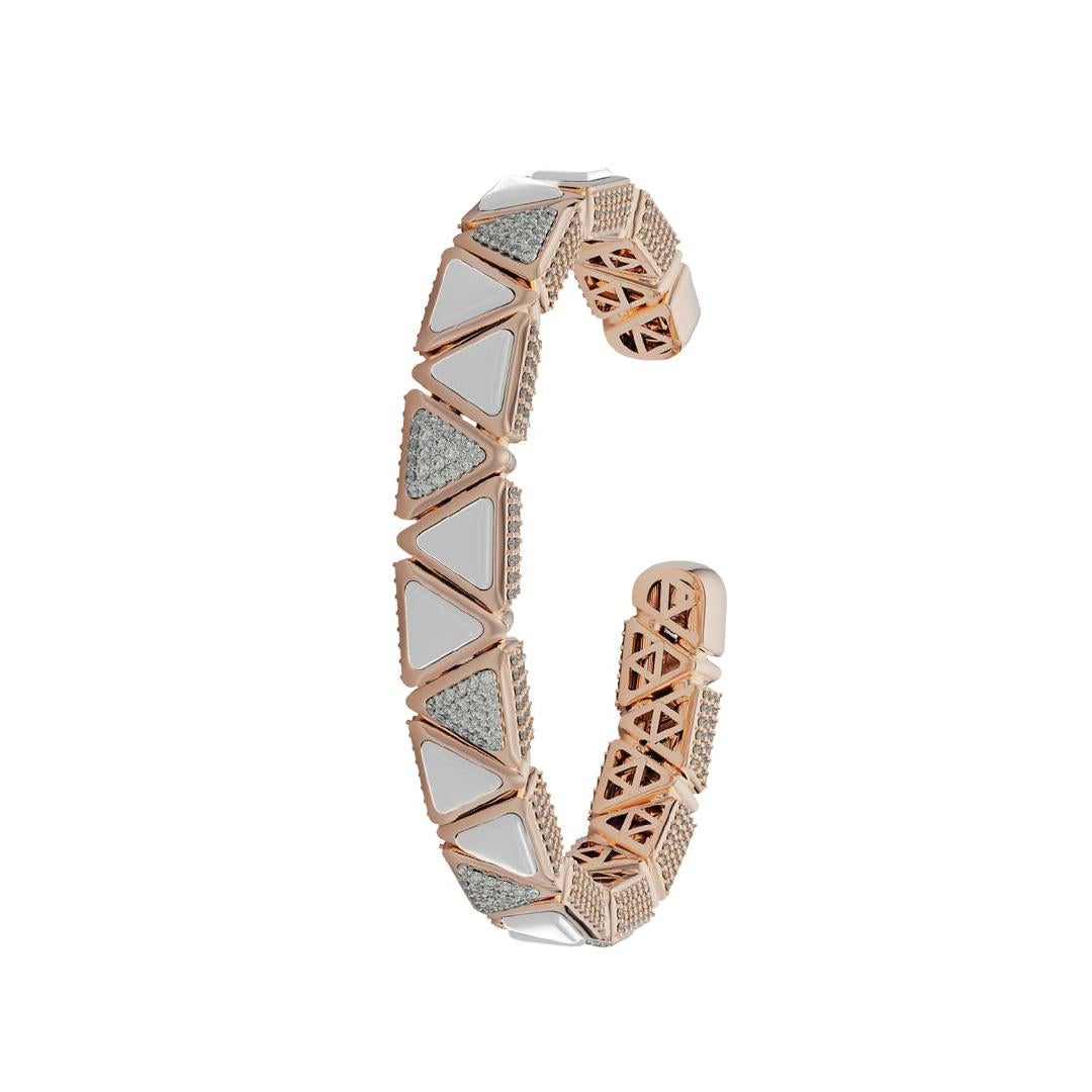 Diamond and White Cacholong Triangle Bracelet, Mirror Collection in ...