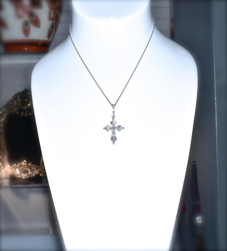 Diamond and White Gold Elaborate Cross at 1stDibs