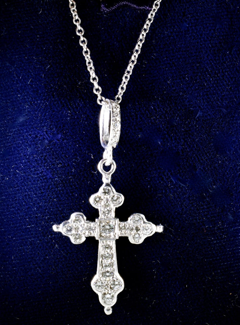 Diamond and White Gold Elaborate Cross at 1stDibs