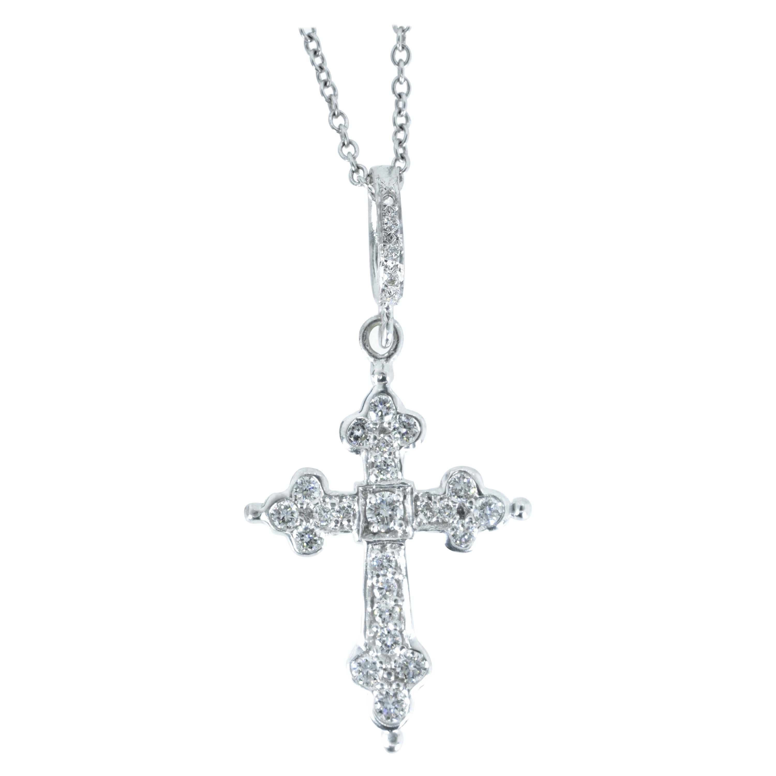 Diamond and White Gold Elaborate Cross at 1stDibs