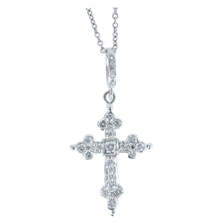 Diamond and White Gold Elaborate Cross at 1stDibs