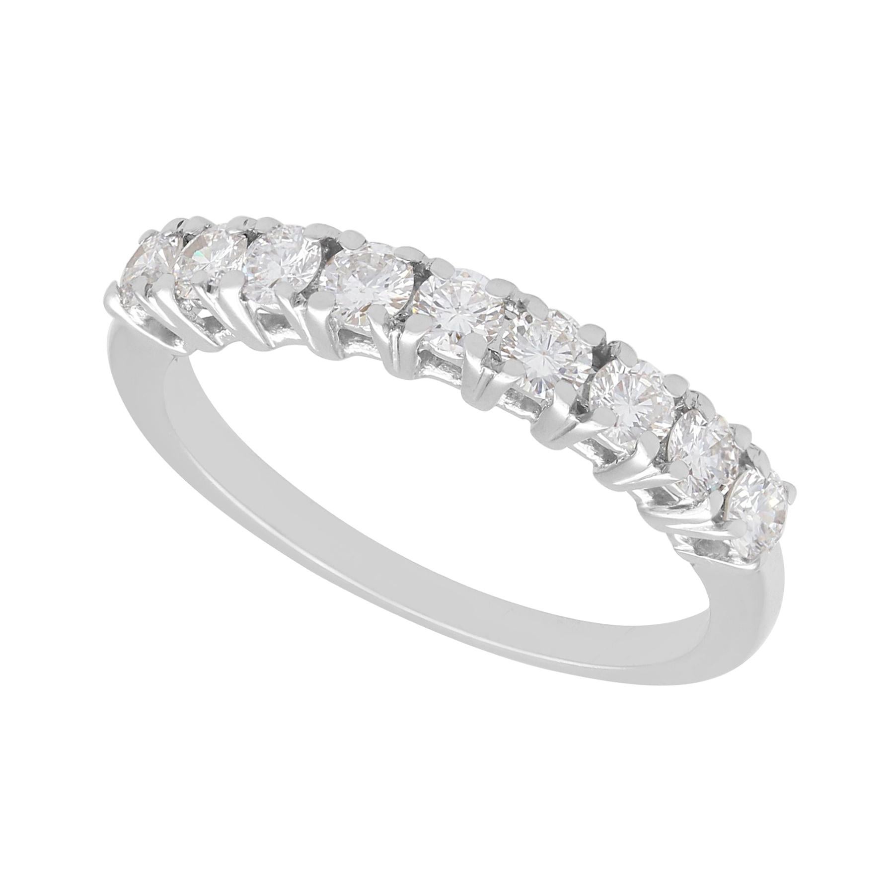 Leaf Vine Diamond Eternity Band White Gold Ring at 1stDibs