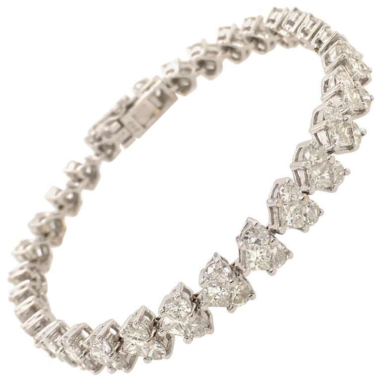 Diamond and White Gold Straight Line Bracelet at 1stDibs