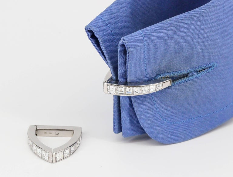 Diamond and White Gold Triangle Wrap-Around Cufflinks at 1stDibs