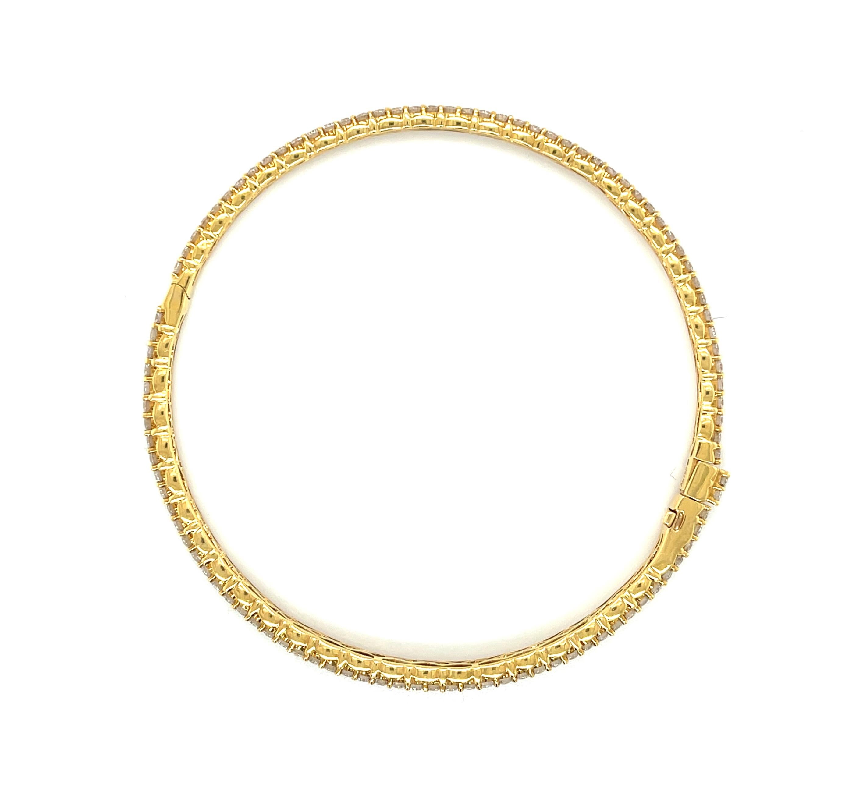 Diamond and Yellow Gold Circle Bangle Bracelet, 2.63 Carats Total For ...