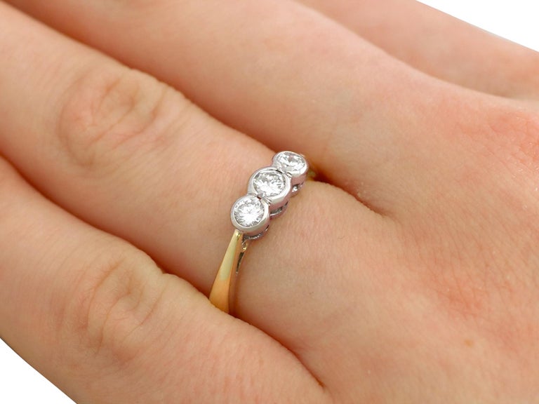 Diamond and Yellow Gold Three-Stone Engagement Ring For Sale at 1stDibs