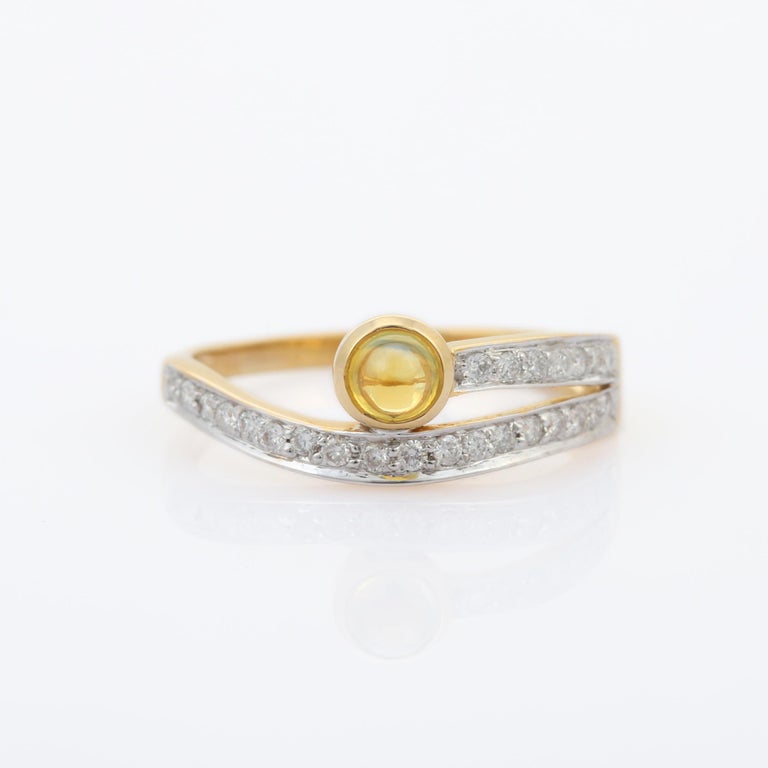 Customizable Diamond and Yellow Sapphire Stackable Band Ring in 18k ...