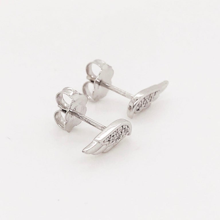 Diamond Angel Wings Earring Studs, 14 Karat Gold Diamond Earring Angel ...