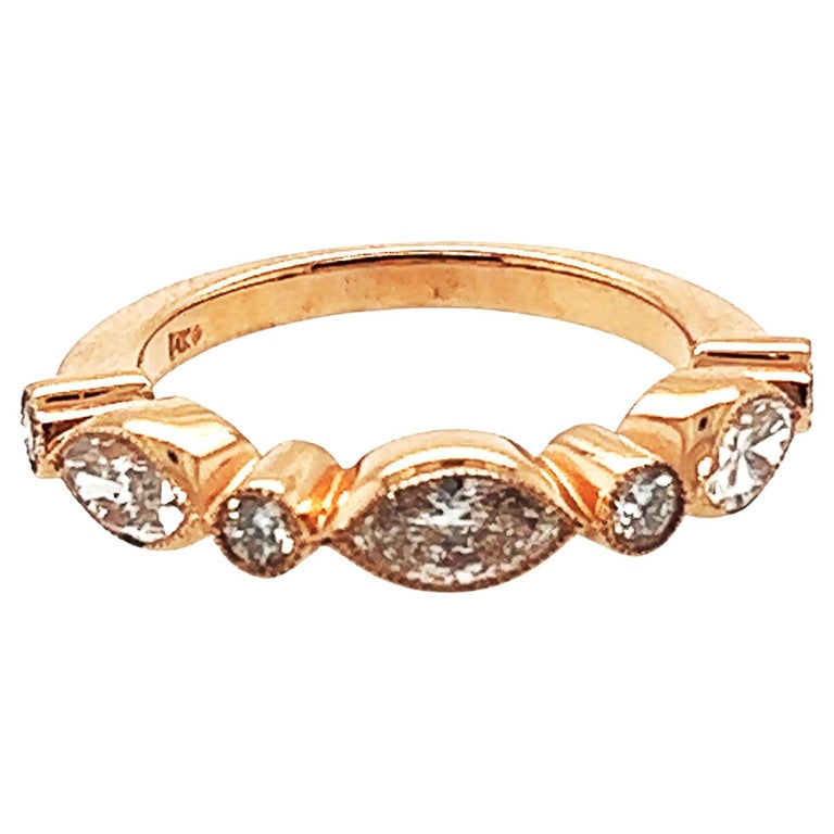 Diamond Anniversary Band Stackable Ring 1.32ct Marquise 14K Rose Gold ...