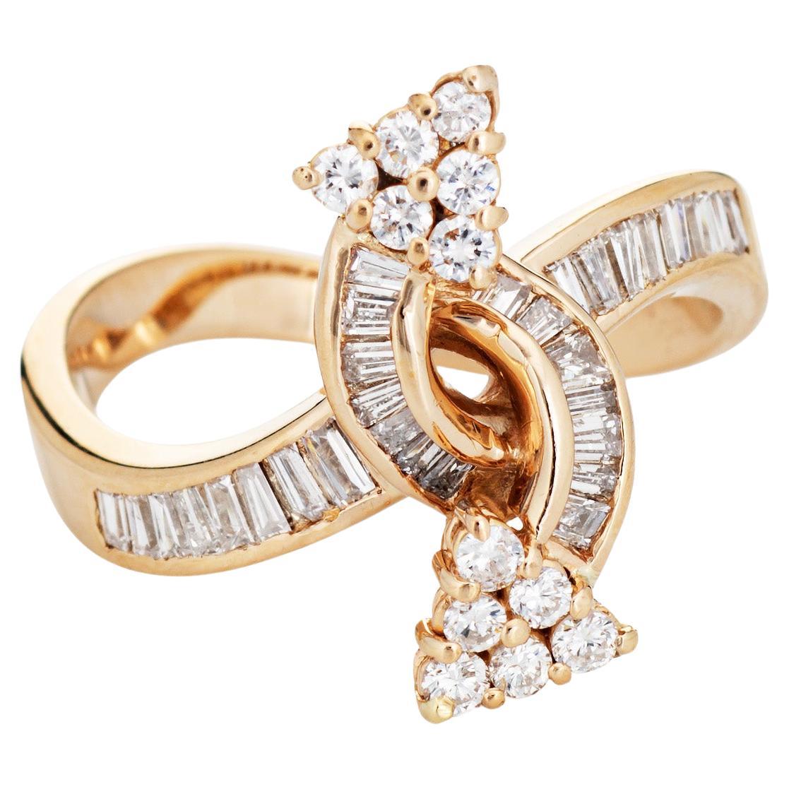 Vintage 80s Diamond Wide Band Sz 8.5 Ring 14k Yellow Gold Estate Fine ...