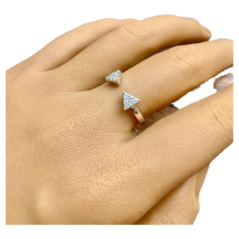 Diamond Arrow Ring Band, Natural Diamonds in 14k solid white gold ...