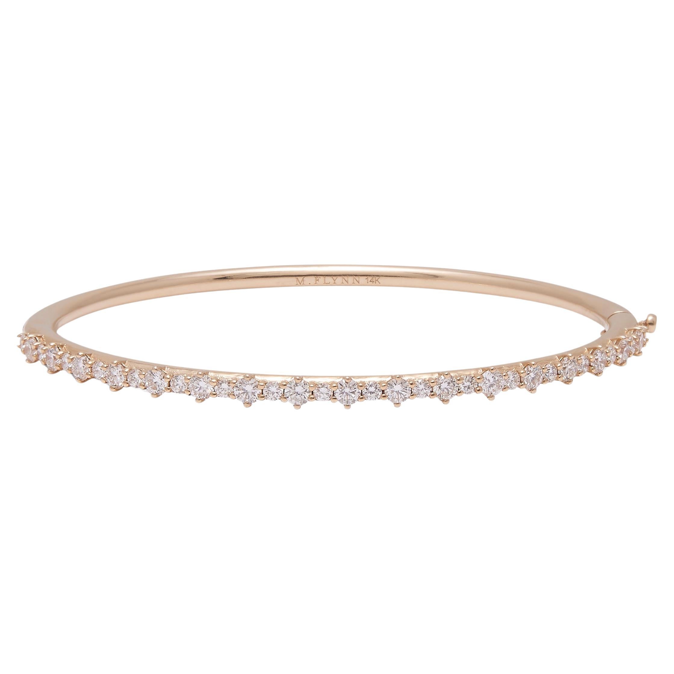 Diamond Bangle in 14k Yellow Gold For Sale at 1stDibs