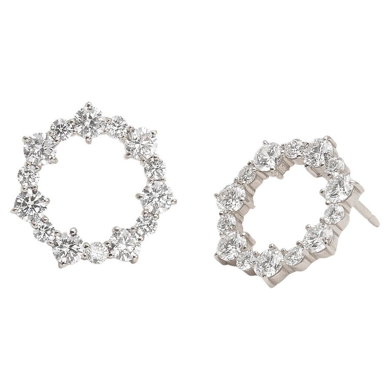 Diamond Ava Front Facing Hoops in 14K White Gold For Sale at 1stDibs